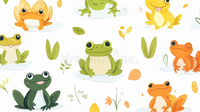 Adorable Frog and Toad Characters Seamless Pattern for Design Projects ...
