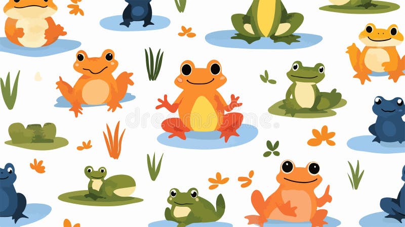 Adorable Frog and Toad Characters Seamless Pattern for Design Projects ...