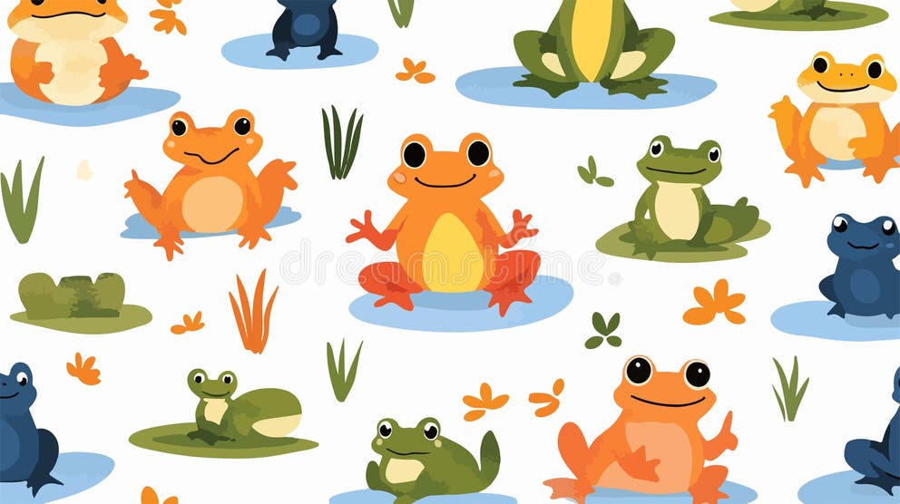 Adorable Frog and Toad Characters Seamless Pattern for Design Projects ...