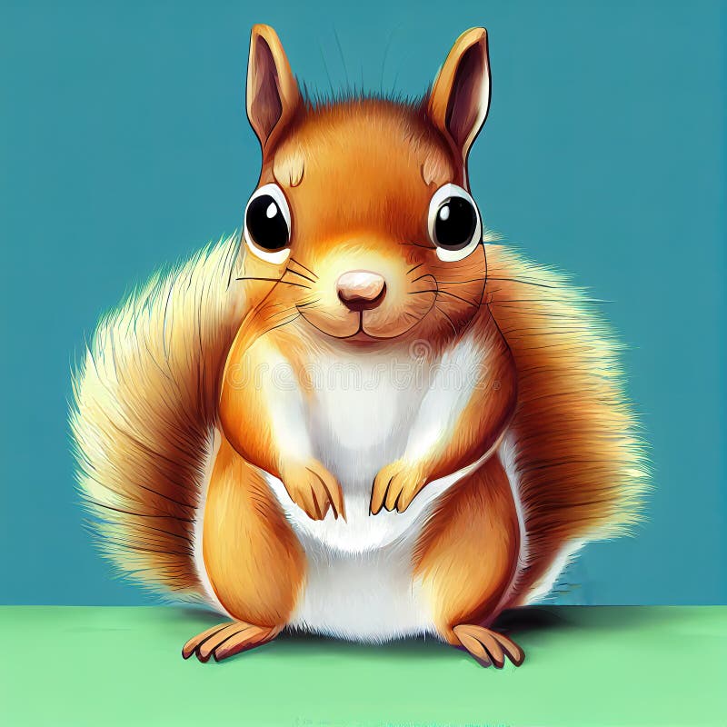 Adorable Front View of a Cartoon Squirrel, Cute Animal, Ai Generated ...