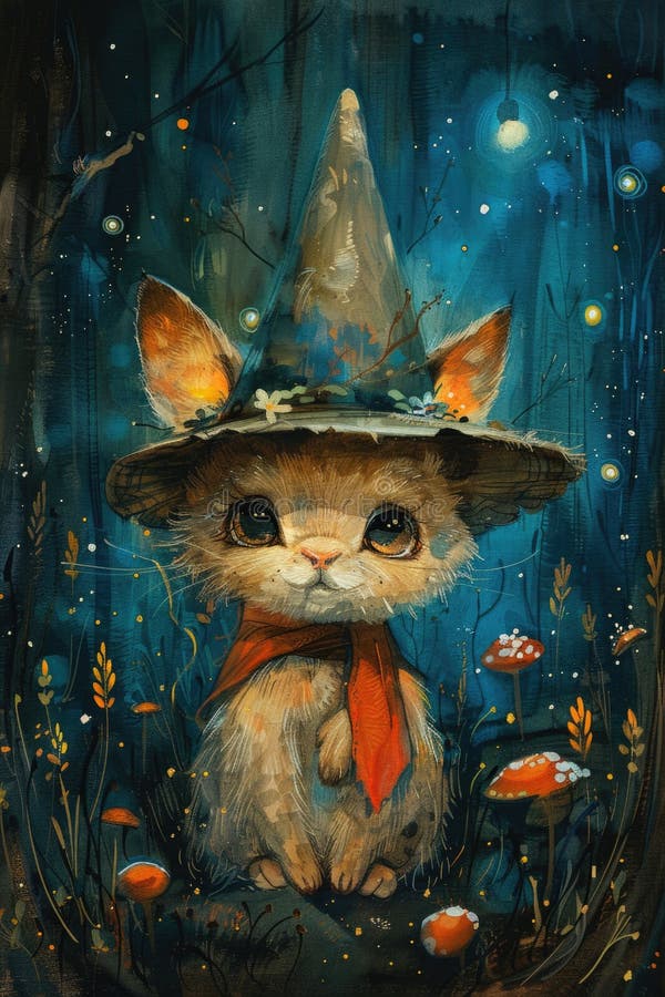 Adorable Kitten Wizard Magical Forest Stock Photos - Free & Royalty ...