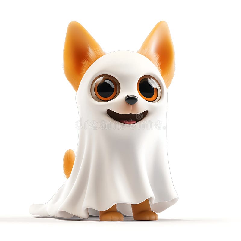Adorable Ghost-dog Creature with Big Eyes and Playful Demeanor Stock ...