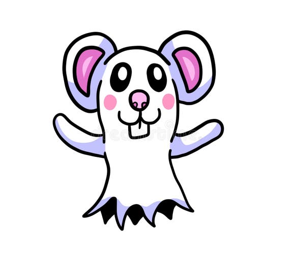 An Adorable Ghost Mouse stock illustration. Illustration of blush ...