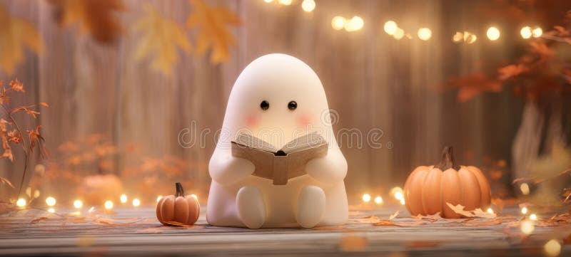 The Adorable Ghost Reading a Book in a Cozy Autumn Setting AI Generated ...