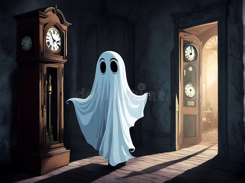 Adorable Ghost in a Spooky Room, Adding a Touch of Whimsy Stock ...