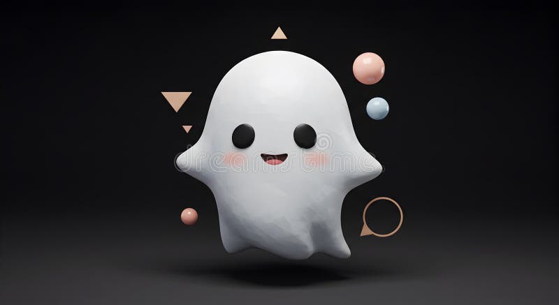Adorable Ghostly Character with Playful Shapes and Dark Background ...