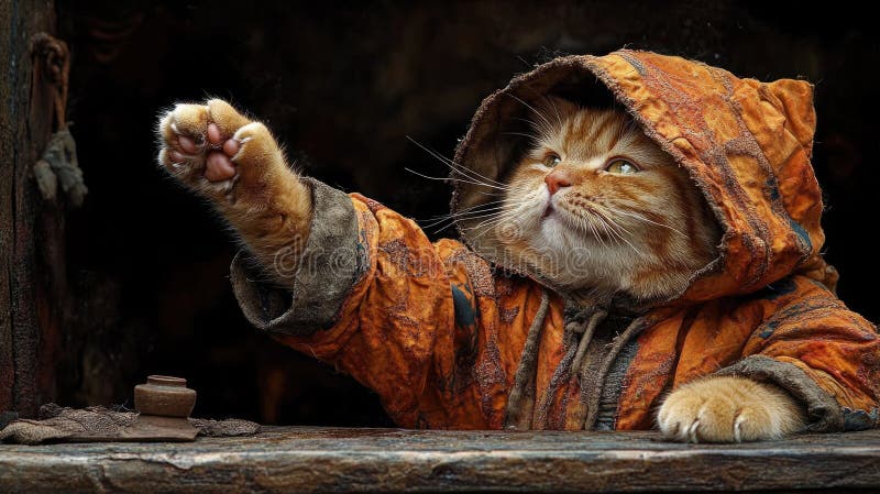 Adorable Ginger Kitten Holding Blank White Sign Isolated on White ...