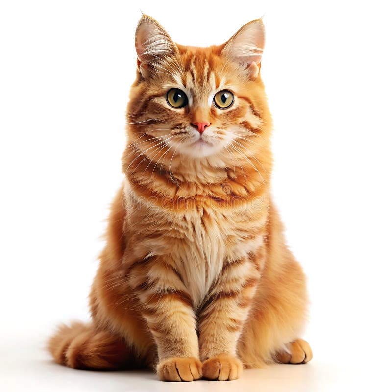 Adorable Ginger Cat Sitting on White Background Stock Illustration ...