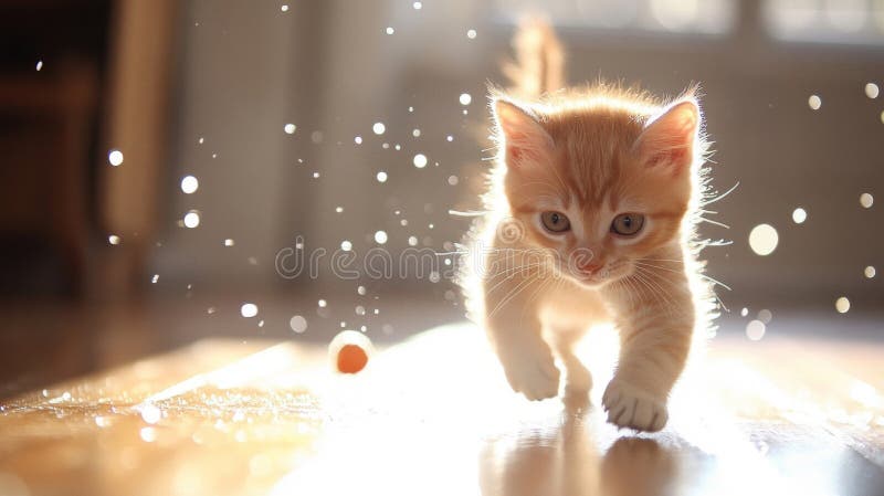 Adorable Ginger Kitten Playing in Sunlight Stock Illustration ...