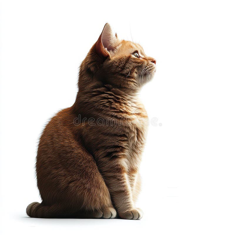 Adorable Ginger Kitten Sitting Profile View White Background Stock ...