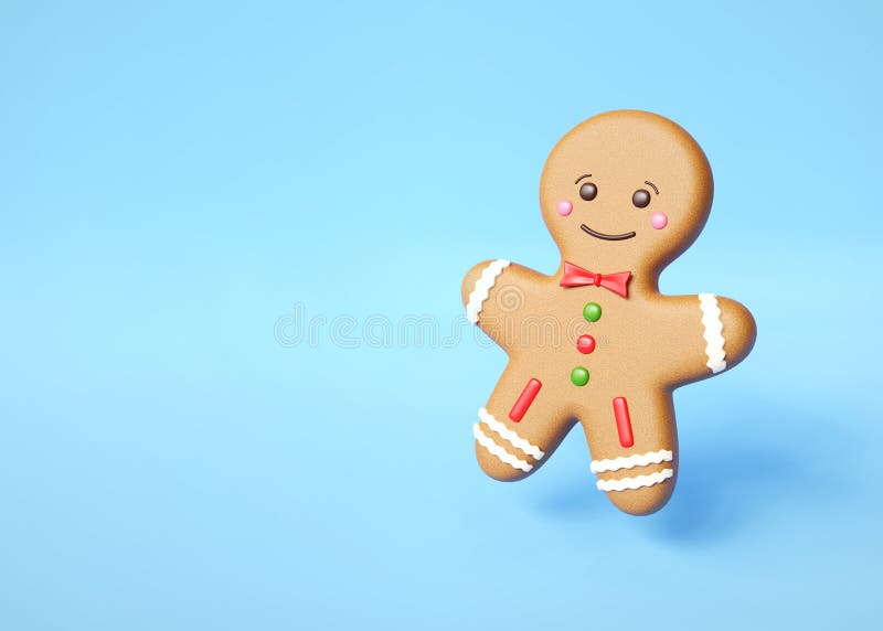 Adorable Gingerbread Man Blue Background Stock Photos - Free & Royalty ...
