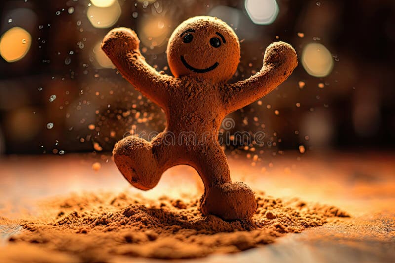 Adorable Gingerbread Man Dancing Stock Illustration - Illustration of ...