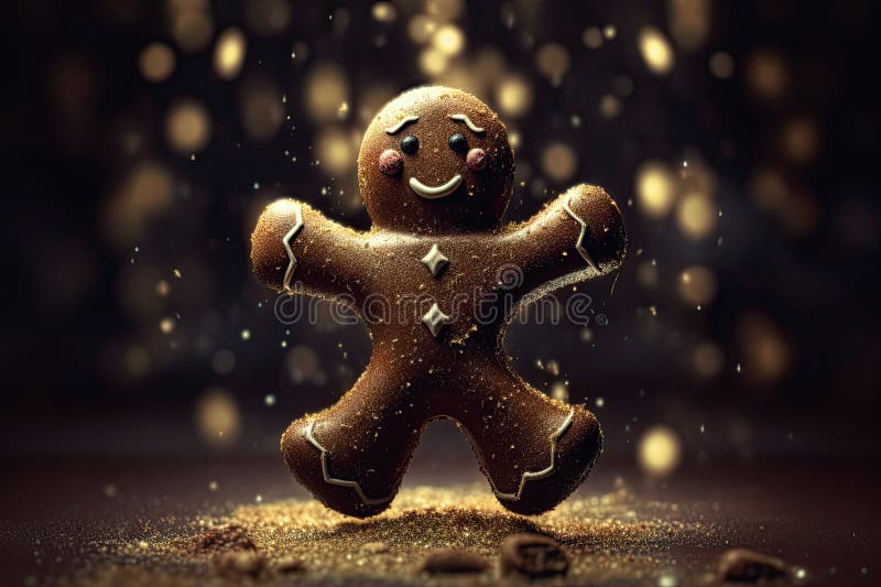 Adorable Gingerbread Man Dancing Stock Illustration - Illustration of ...