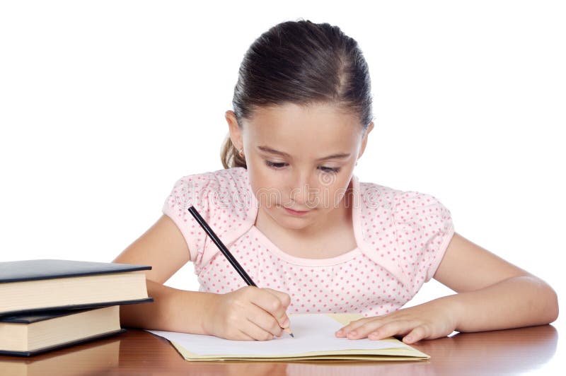 Child Doing School Work at Desk Stock Image - Image of writing, test ...