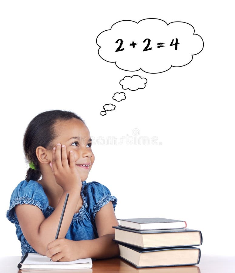 Adorable Girl Studying Mathematics Stock Photo - Image of kids, joyful ...