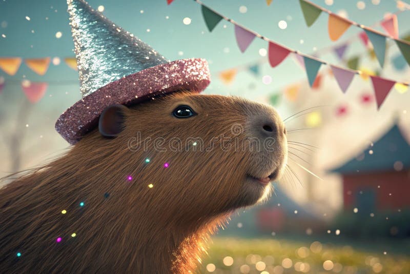 Adorable Glitter Capybara, a Festive 3D Render - Generated by Ai Stock ...