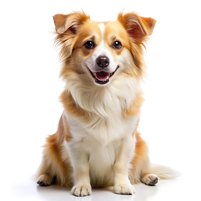 Adorable Golden and White Dog Sitting with a Smile Stock Illustration ...