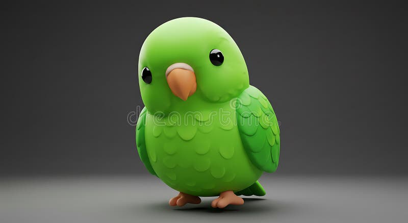 Adorable Green Parrot: a Charming 3D Render Stock Illustration ...
