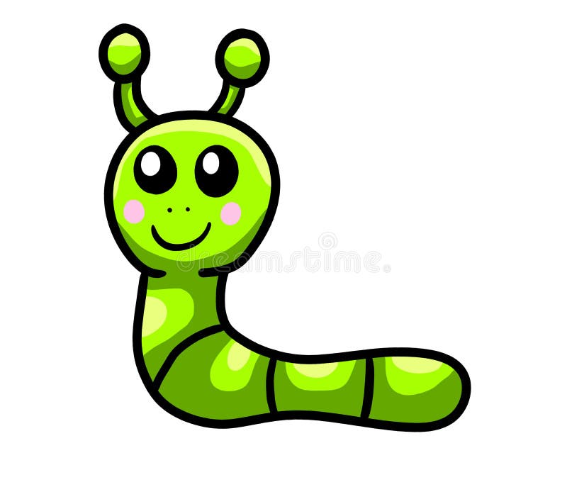 Funny Green Worm stock illustration. Illustration of design - 128697091