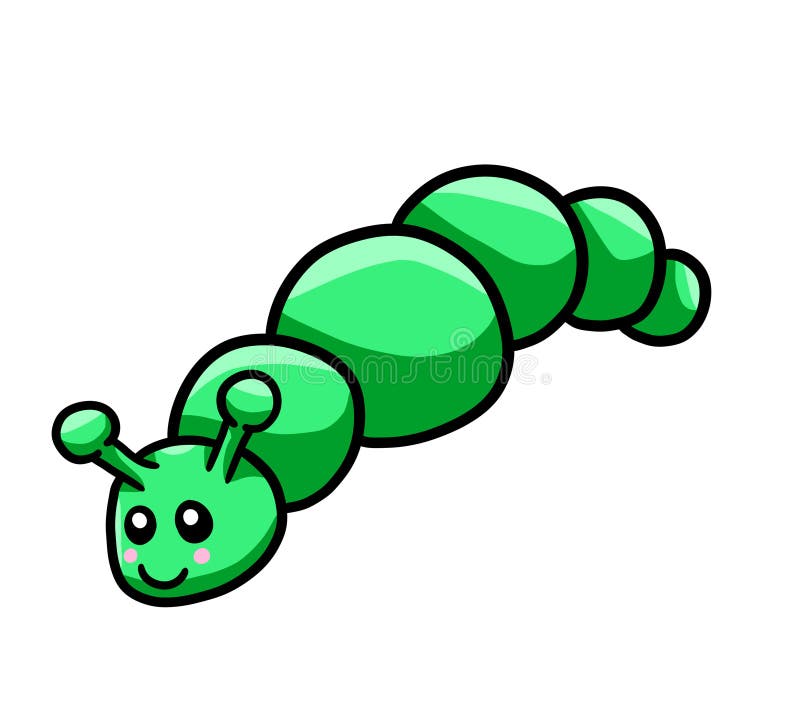 Adorable Blushing Small Green Worm Stock Illustration - Illustration of ...