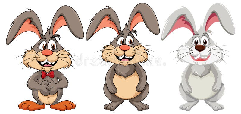 Adorable Grey and White Rabbit Cartoon Character Stock Vector ...