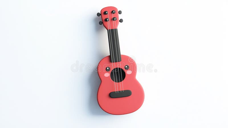 An Adorable Guitar Character 3d Design on White Background Stock ...