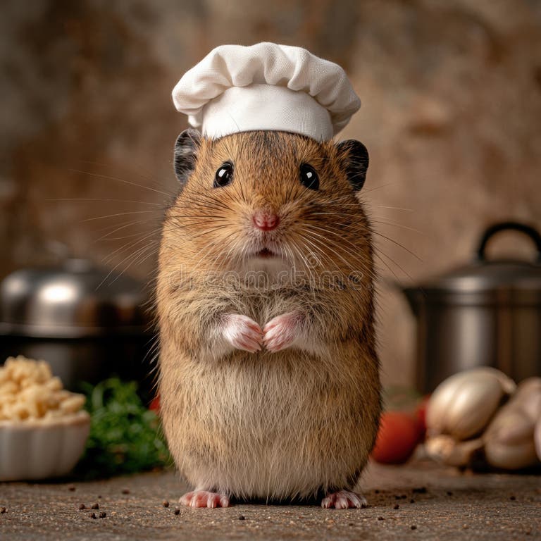 Adorable Hamster Chef in a Kitchen Setting Stock Illustration ...