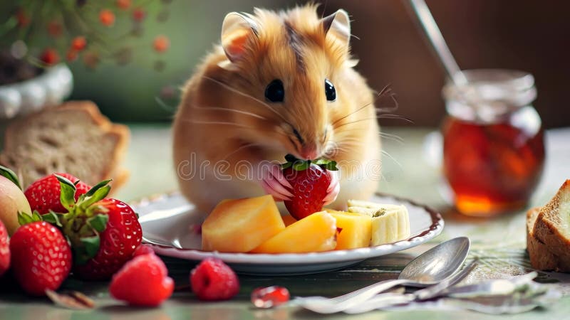 Adorable Hamster Nibbles on Food from a Plate, Its Tiny Paws Adding ... Adorable Hamster Nibbles on Food from a Plate, Its Tiny Paws Adding ...