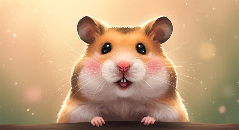 Adorable Hamster Portrait in Procreate Style with Golden Hour Lighting ...