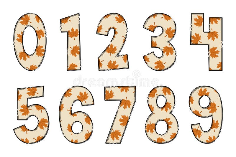 Adorable Handcrafted Autumn Leaves Number Set Stock Vector ...
