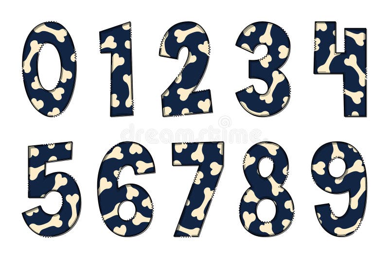 Adorable Handcrafted Bones Number Set Stock Vector - Illustration of ...