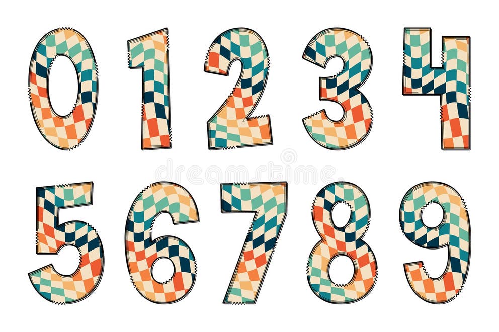 Adorable Handcrafted Checkerboard Number Set Stock Vector ...