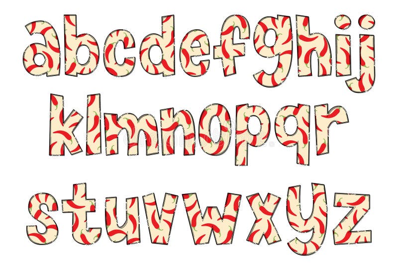 Adorable Handcrafted Chili Pepper Font Set Stock Vector - Illustration ...