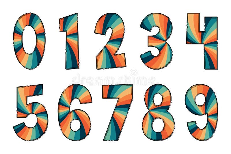 Adorable Handcrafted Groovy Hippie Number Set Stock Vector ...