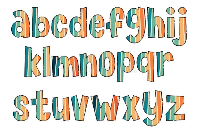Adorable Handcrafted Groovy Rainbow Font Set Stock Vector ...