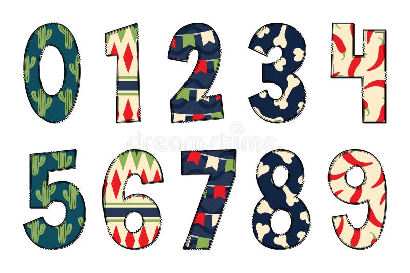 Adorable Handcrafted Mexican Holiday Number Set Stock Vector ...