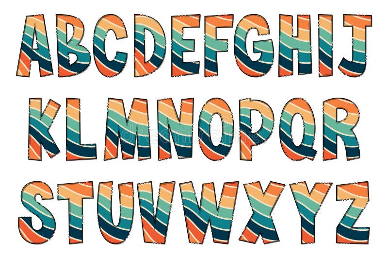 Adorable Handcrafted Retro Line Font Set Stock Vector - Illustration of ...