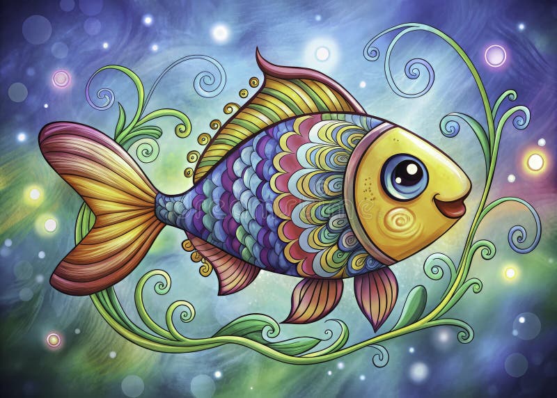 Adorable HandDrawn Cartoon Fish Perfect for LongExposure Illustrations ...