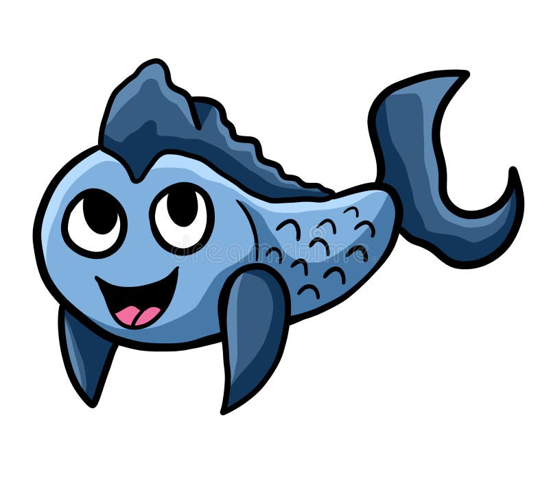 Very Adorable Happy Blue Fish Stock Illustration - Illustration of clip ...