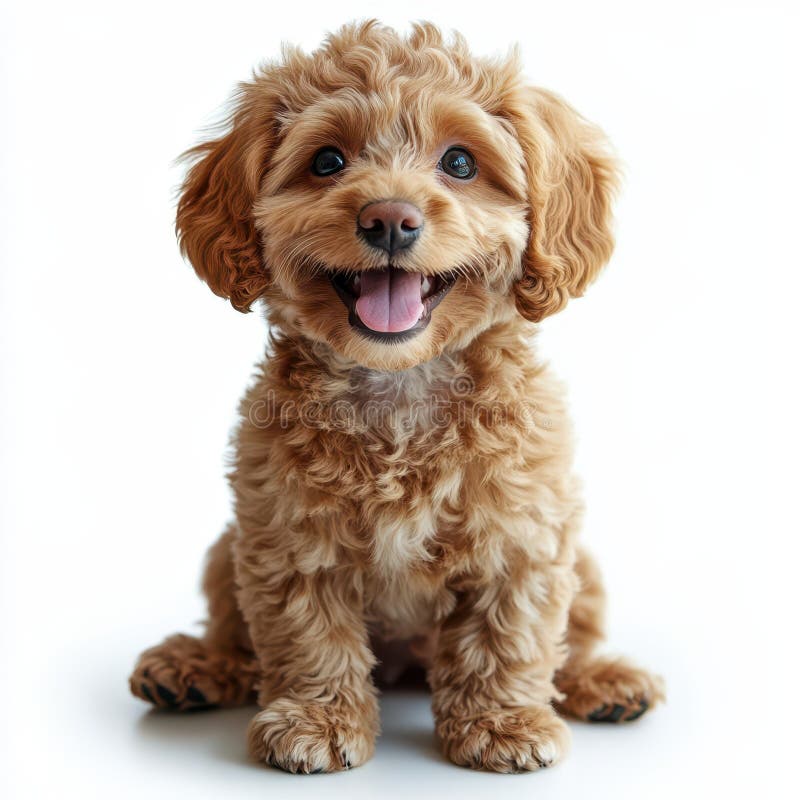 Adorable Happy Brown Puppy Sitting White Background Stock Illustration ...
