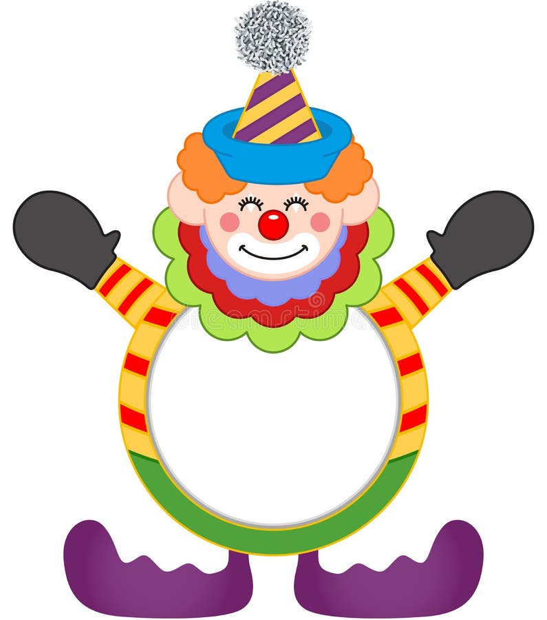 Adorable happy clown frame stock vector. Illustration of clown - 72698463