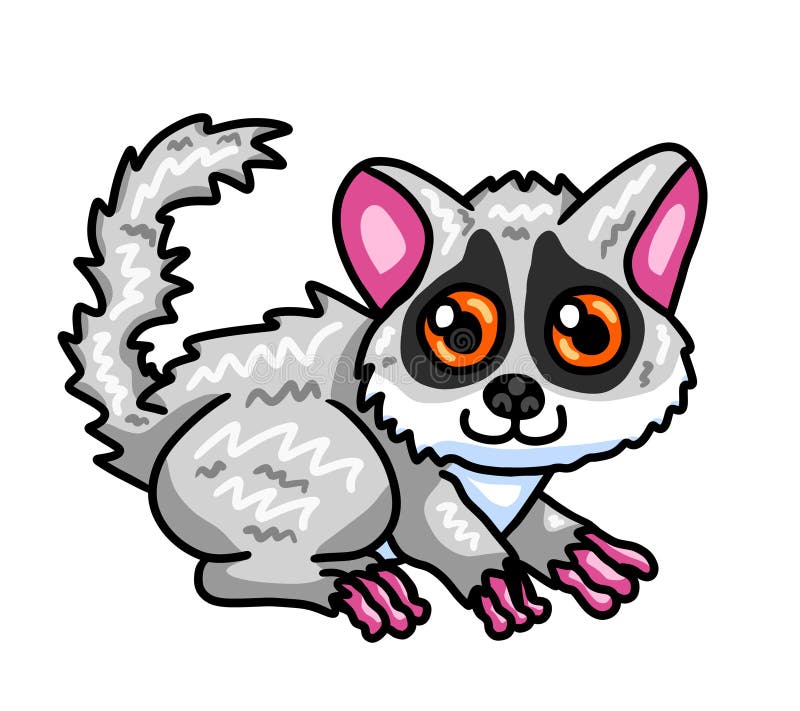 A Very Adorable Happy Galago Stock Illustration - Illustration of ...