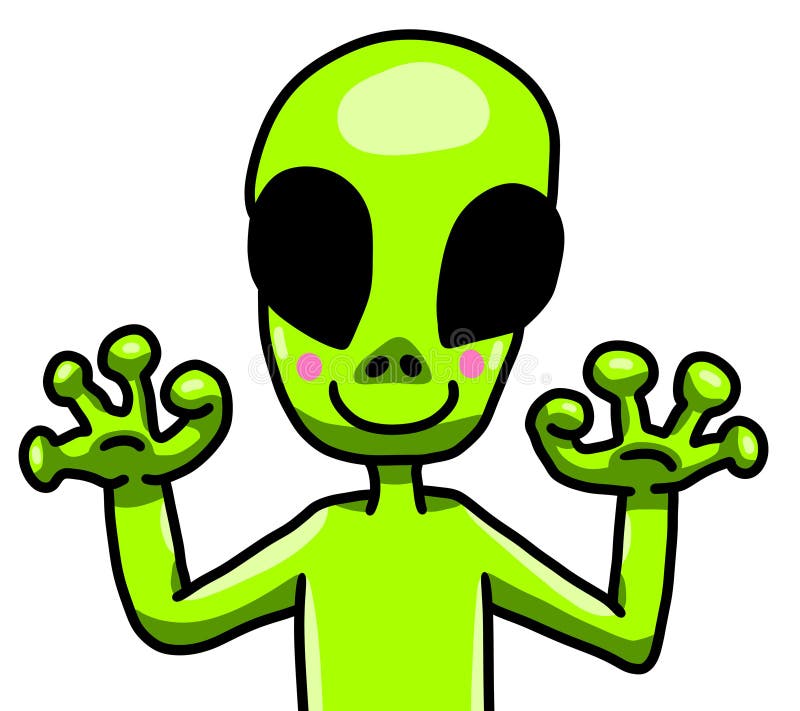 A Adorable Happy Green Alien Stock Illustration - Illustration of comic ...