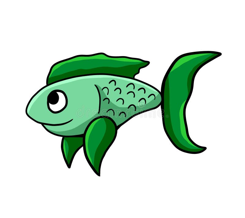 Adorable Happy Green Fish stock illustration. Illustration of adorable ...