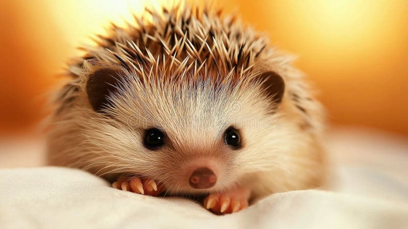 Adorable Hedgehog with Spiky Fur Resting Peacefully on a Soft White ...