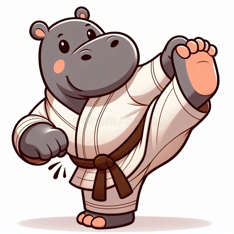 Adorable Hippo Practicing Martial Arts Stock Illustration ...