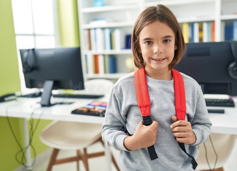 Adorable Hispanic Boy Student Smiling Confident Standing at Classroom ...