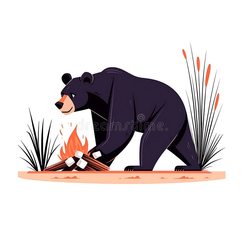Cute Bear Illustration in a Gentle Natural Setting Stock Illustration ...
