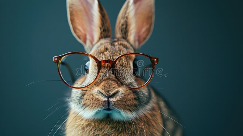 Charming Rabbit with Glasses in Studio Setup - Perfect for Text Stock ...