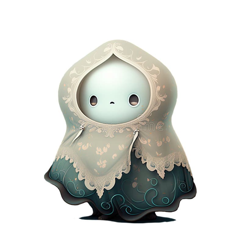 Cute Sheet Ghost, with a White Sheet Draped Over Its Head and a ...